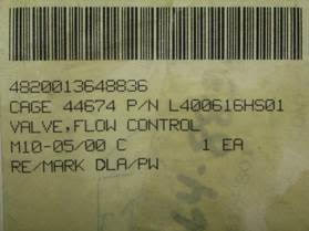 VALVE, FLOW PN: L400616HS01 – Sam's Air Pack